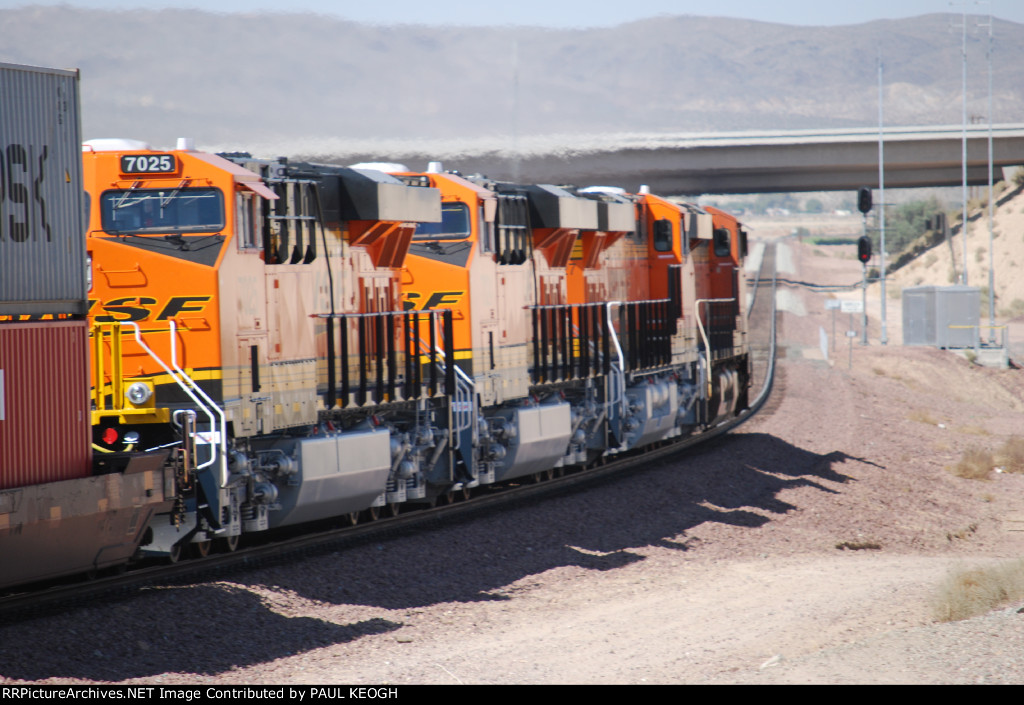 With a High Ball Green BNSF 7435 Leads the S LHA-CLO with Three Brand New C4's behind Her into ...